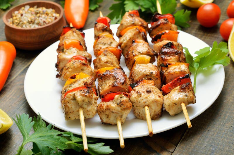 Appetizing Chicken Kebab with Bell Pepper Stock Image - Image of kebab ...