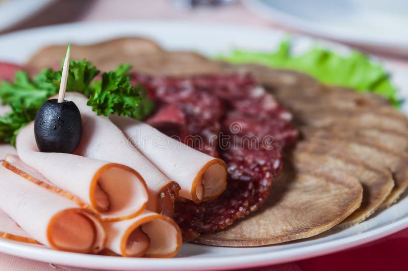 Appetizing cold cuts stock photo. Image of food, sausage - 35297848