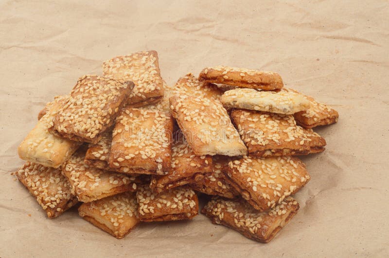 Appetizing Cookies with Sesame Seeds Stock Photo - Image of dainty ...
