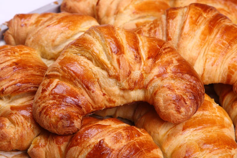 Italian Croissants Stuffed with Pistachio and White Cream. Stock Photo ...