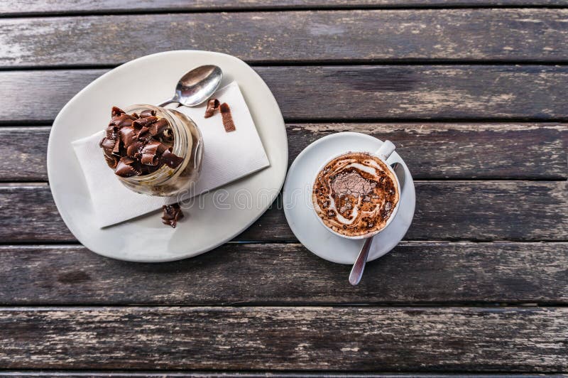 Appetizing Dessert and Cup of Coffee Stock Photo - Image of chocolate ...