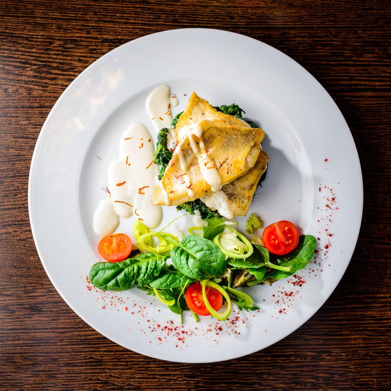 Appetizing Dish with Meat, Mushrooms, Tomatoes and Salad at the Stock ...