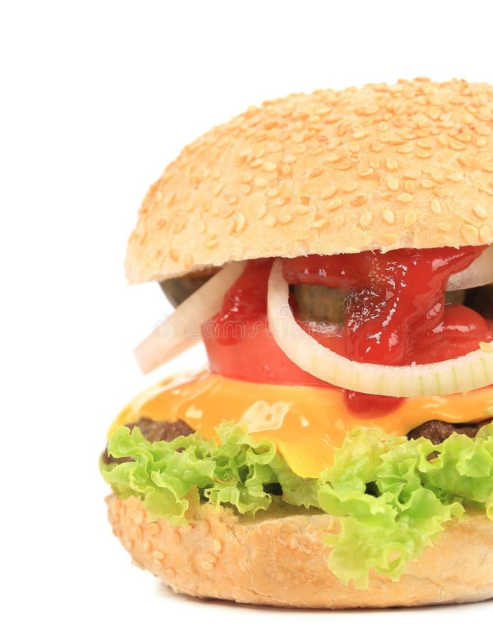 Big Appetizing Fast Food Hamburger. Stock Photo - Image of pork ...