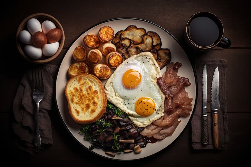 Appetizing Fresh Tasty Scrambled Eggs Lit by Morning Light Close-up ...