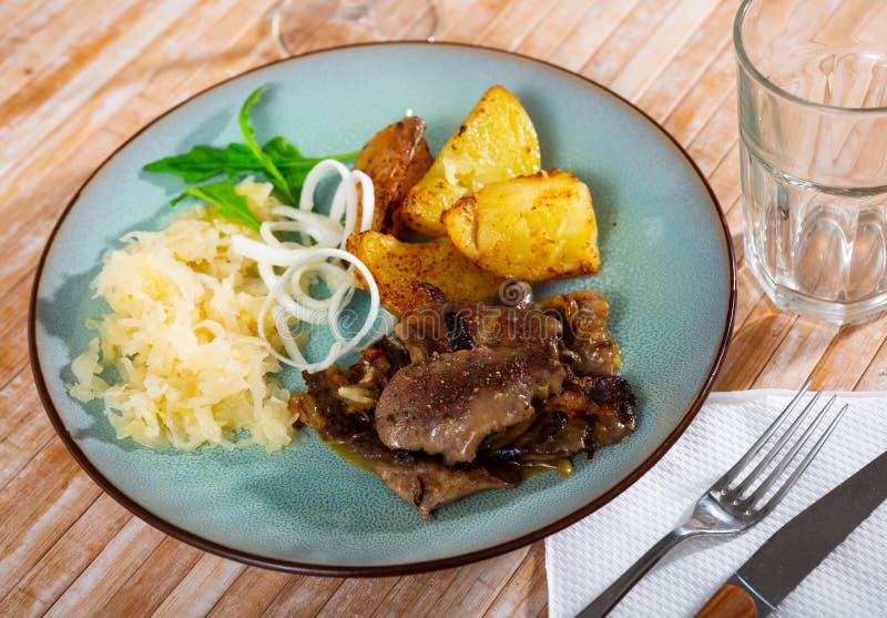 Appetizing Fried Rabbit Liver with Vegetables Stock Photo - Image of ...