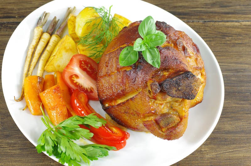Appetizing Knuckles of Pork Stock Image - Image of basil, kitchen: 74807241