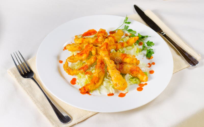 Appetizing Main Course on Table Utensils on Side Stock Image - Image of ...