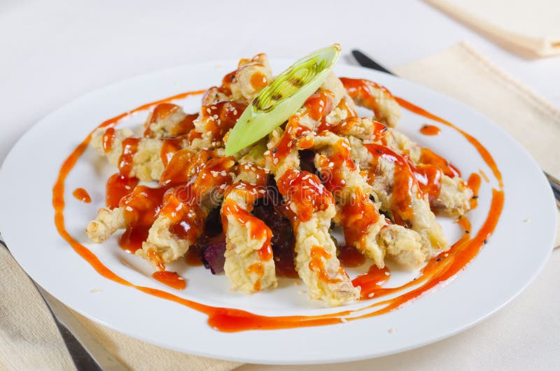 Appetizing Main Course on Table Utensils on Side Stock Image - Image of ...