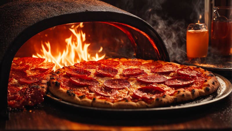 Appetizing Pepperoni Pizza Fire Meat Stock Photo - Image of delicious ...