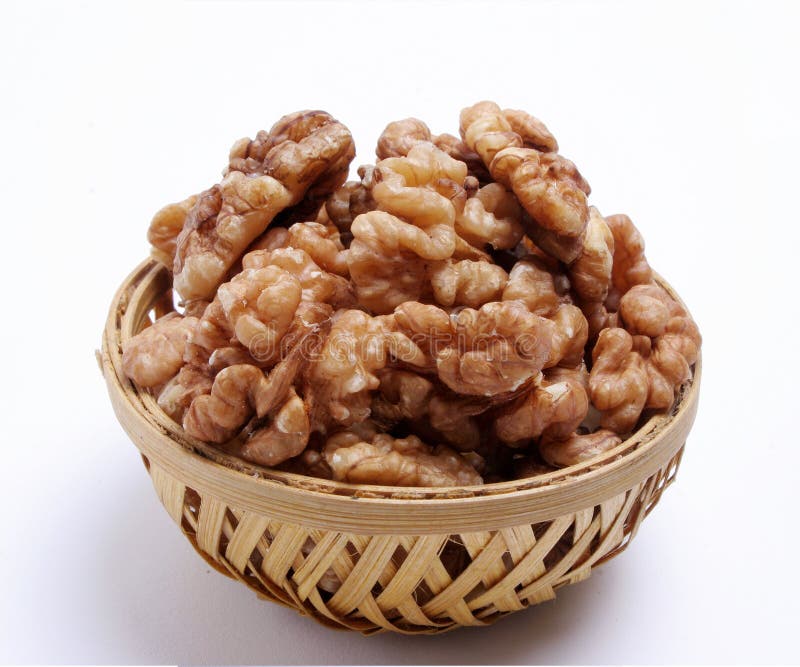 Walnuts Fresh & Natural Healthy Nuts on Wooden Bowl with White ...