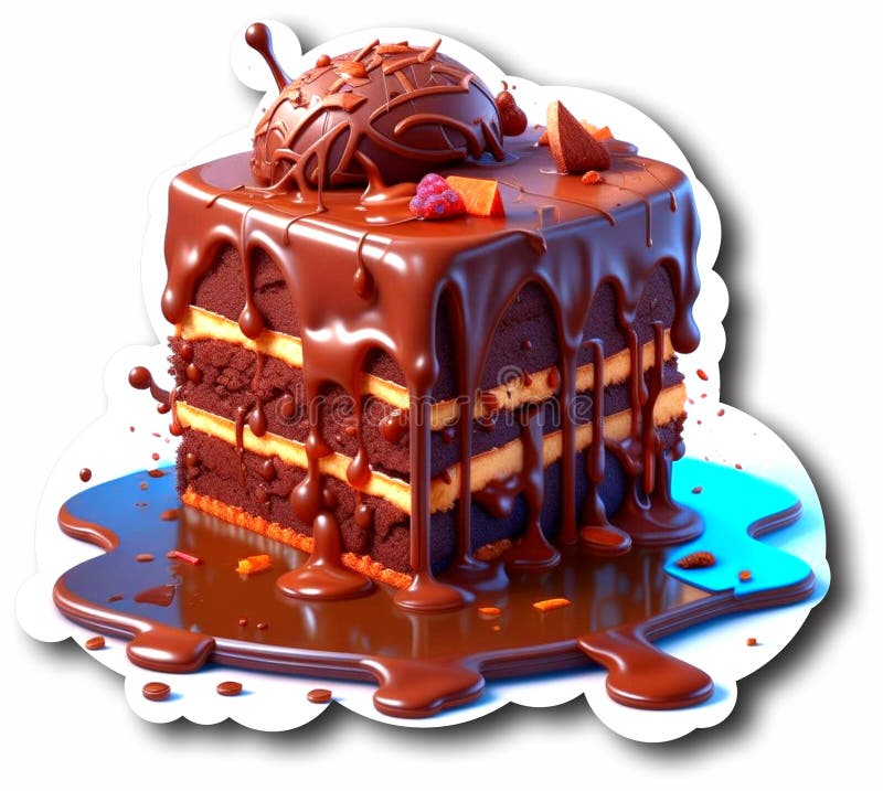 Appetizing Chocolate Cake Against White Background. There is an ...