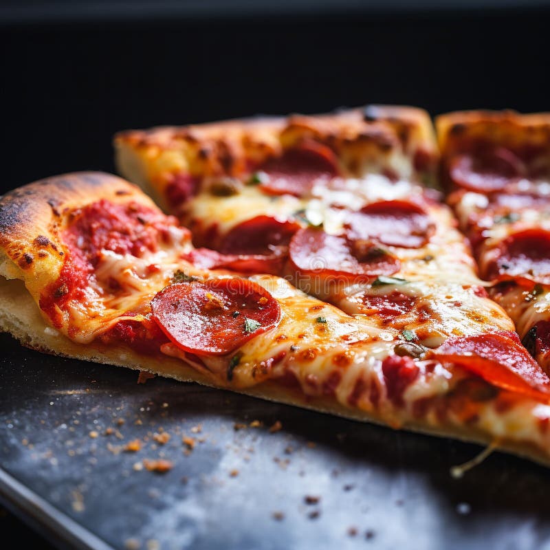 Appetizing Pizza with Pepperoni and Cheese, Sliced into Pieces and ...