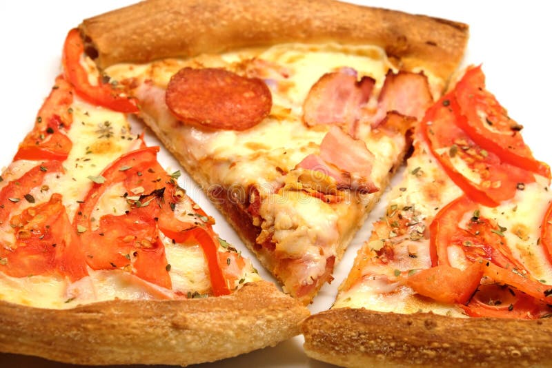 Appetizing Pizza Pieces on a Plate Closeup Stock Image - Image of ...