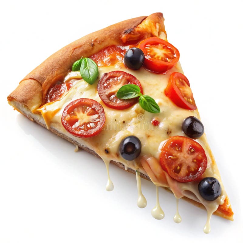 Appetizing Pizza Slice with Melting Cheese, Fresh Tomato, Basil, and ...