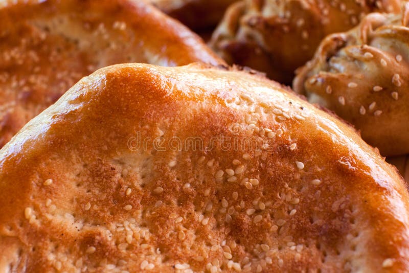 Appetizing Round Cakes. Close-up. Pita. White Bread Stock Photo - Image ...