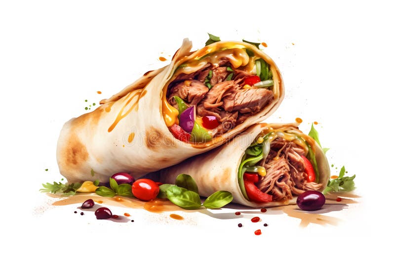 Appetizing Shawarma on a White Background. Neural Network AI Generated ...
