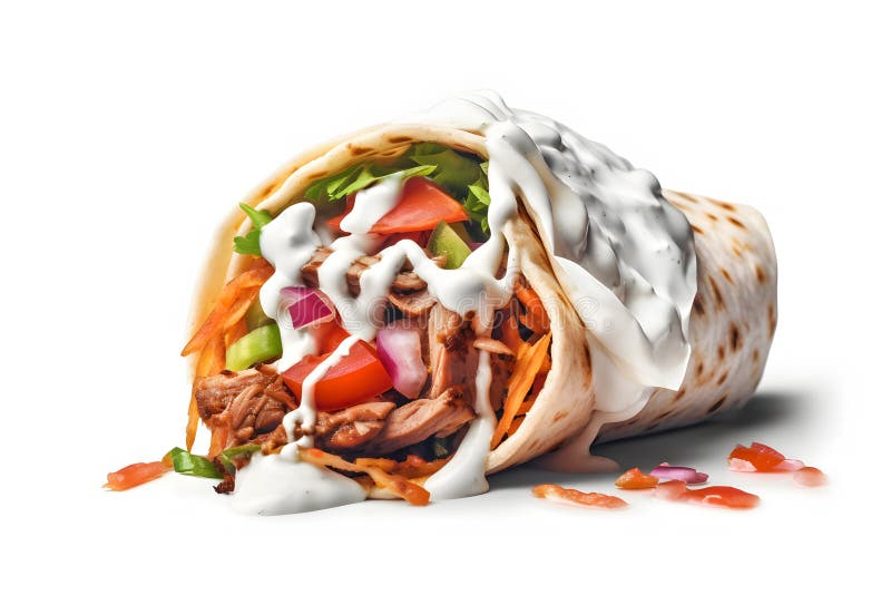 Appetizing Shawarma on a White Background. Neural Network AI Generated ...