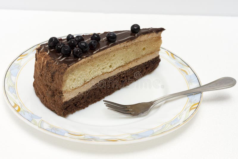 Appetizing Slice of Sponge Cake on a Plate Closeup. Stock Photo - Image ...