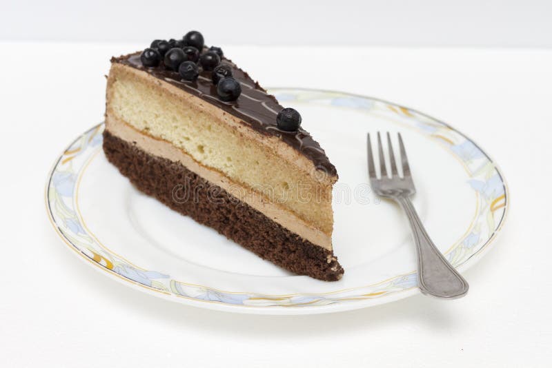 Appetizing Slice of Sponge Cake on a Plate Closeup. Stock Image - Image ...