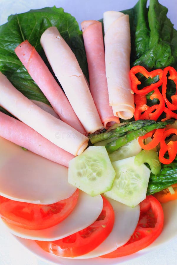 Appetizing Veggie and Cold Cut Platter Stock Image - Image of cook ...