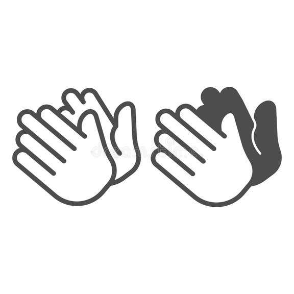 Applause of Both Hands Line and Solid Icon, Success of Performance ...