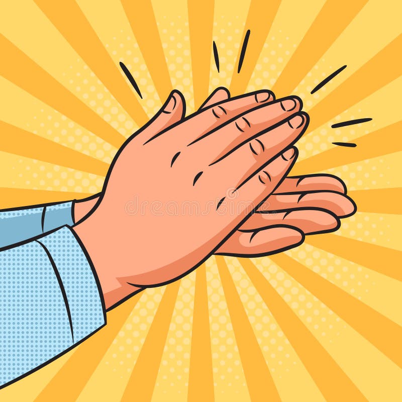 Applause Clapping Hands Pop Art Raster Stock Illustration ...