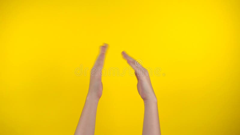 Hands Clapping, Applause on Yellow Background Stock Footage - Video of ...