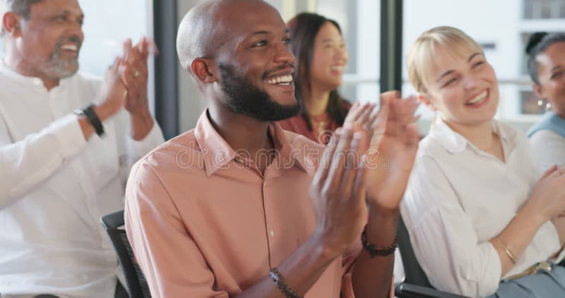 Applause, Crowd and Seminar with a Business Team Clapping during a ...
