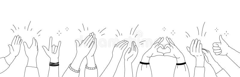 Applause Hands Set on Doodle Style. Human Hands Sketch, Scribble Arms ...