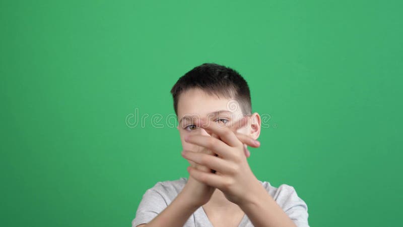 Applause. Happy Kid Clapping Hands, Applauding on Green Screen Chroma ...