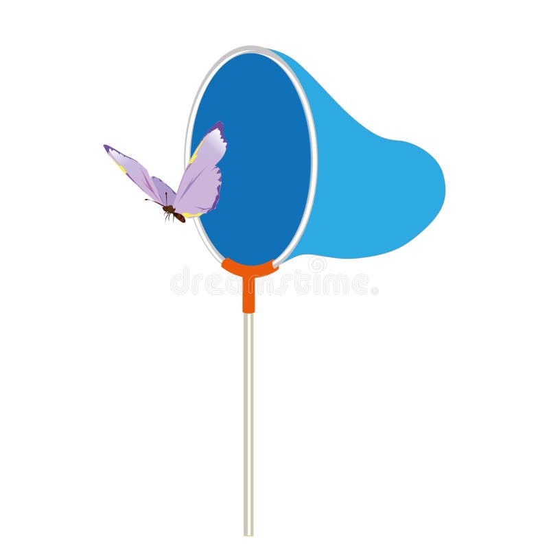 Butterfly and Blue Net, Vector Illustration, White Background Stock ...