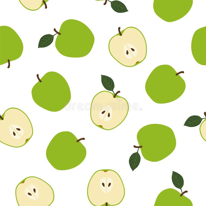 Green Apple. Seamless Vector Patterns Stock Vector - Illustration of repeat, food: 189044793