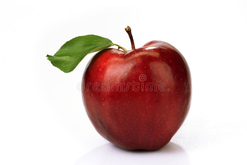 Red Apple Fruit with Leaf stock photo. Image of freshness - 13335700