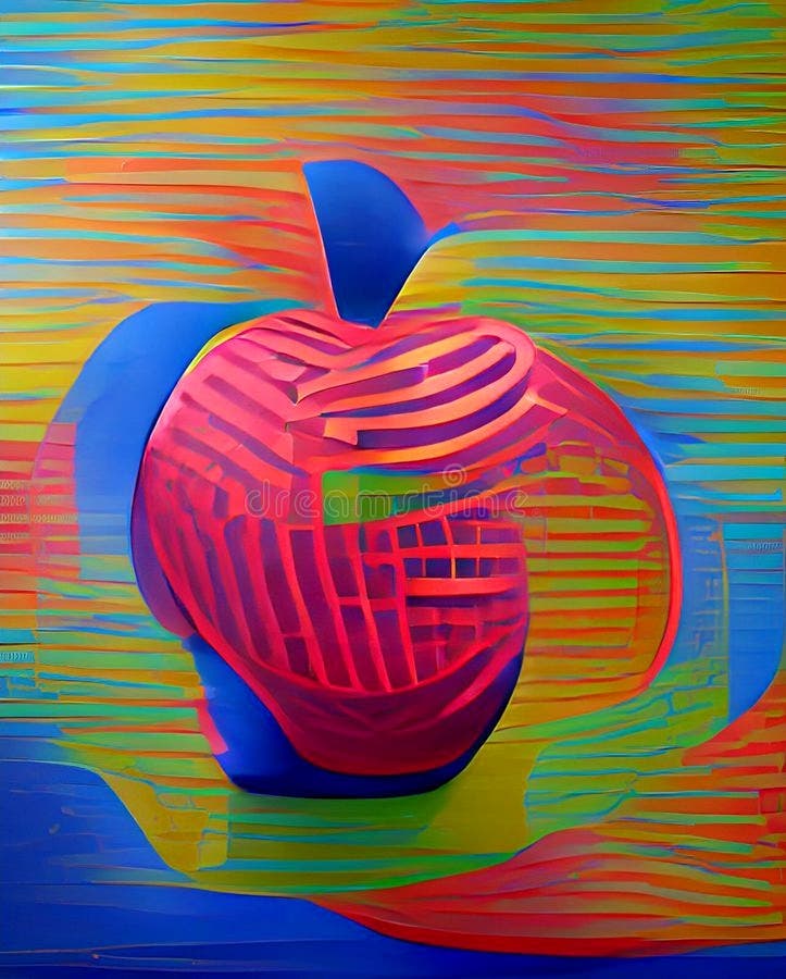 The Apple-abstract Painting with Simple Brush Strokes Stock ...
