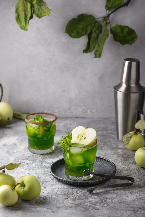 Apple Alcoholic Cocktail or Mocktail Stock Image - Image of natural ...