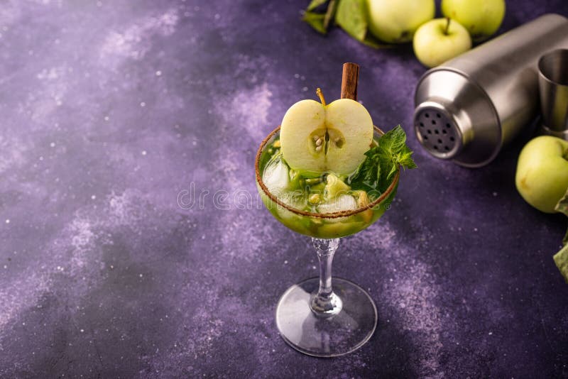 Apple Alcoholic Cocktail or Mocktail Stock Image - Image of drink ...