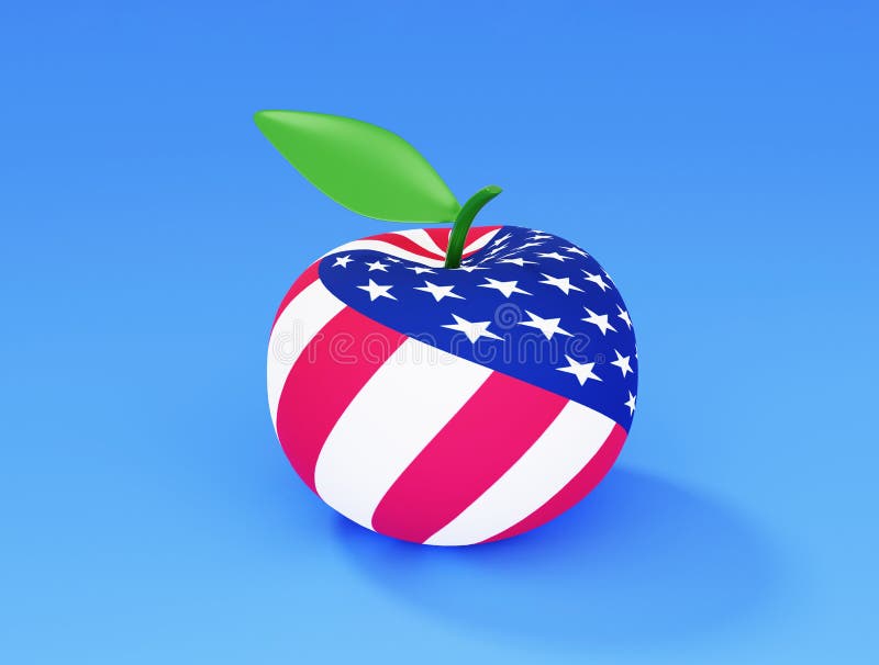 An Apple with American Flag Stock Illustration - Illustration of ...