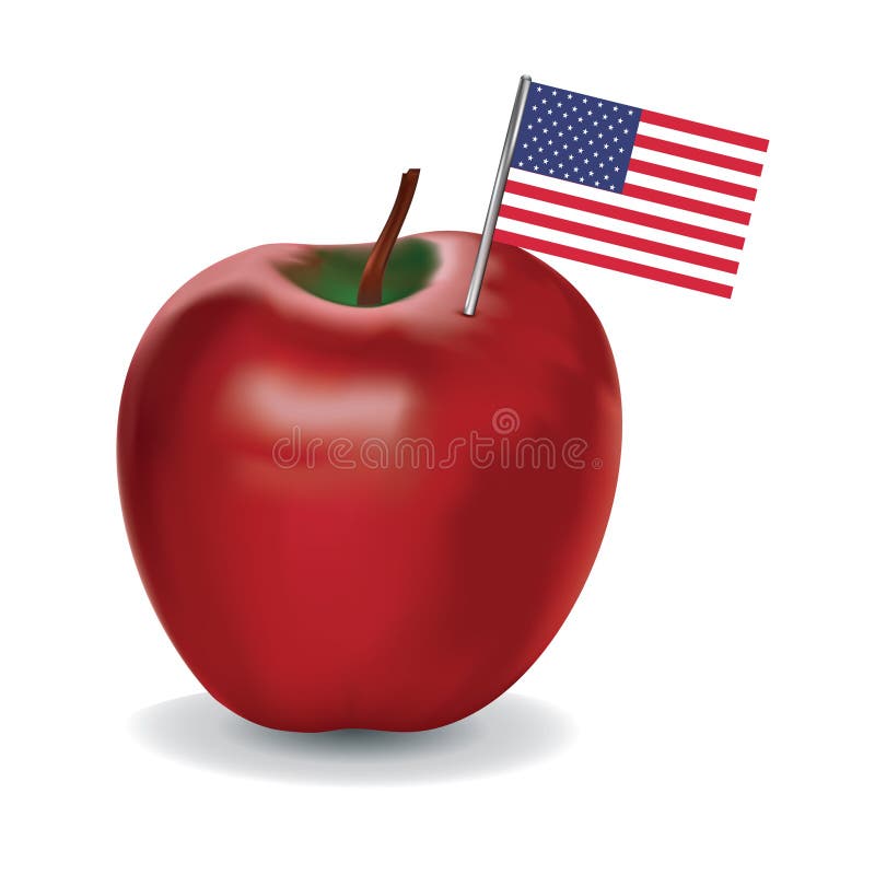 Apple with an American Flag Illustration Stock Illustration ...