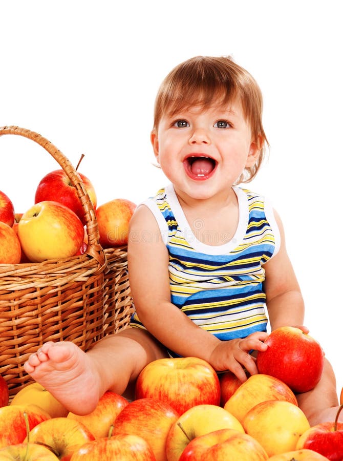 Baby with apples stock image. Image of happy, sweet, healthy - 21639941