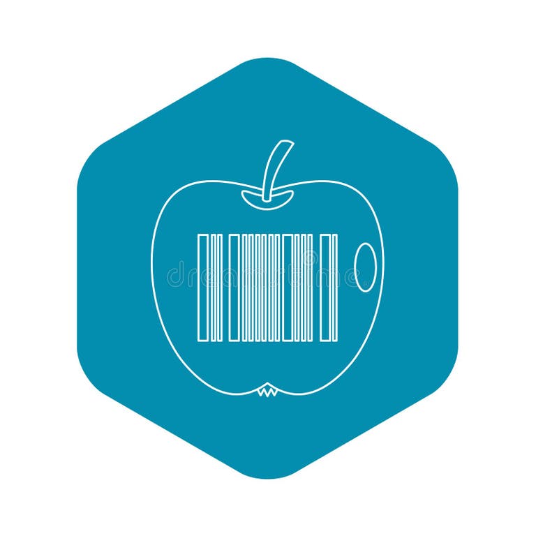 Apple with Barcode Icon, Outline Style Stock Vector - Illustration of ...