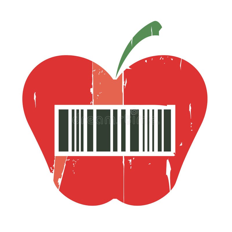 Juicy Apple with Bar Code Label Stock Vector - Illustration of ...