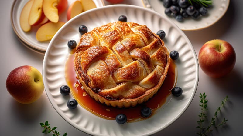 Apple Berry Pie on the Table Stock Illustration - Illustration of berry ...