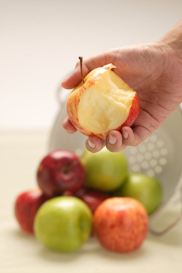 Apple bite stock photo. Image of apples, close, hand, background - 8441538