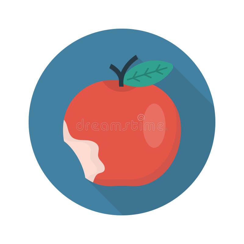 Apple Bite Vector Flat Color Icon Stock Illustration - Illustration of ...