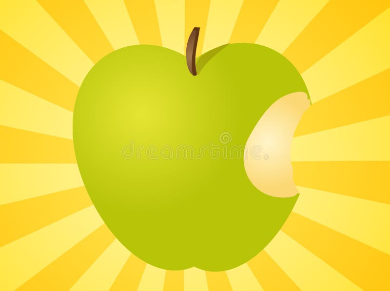 Apple with Bite Illustration Stock Vector - Illustration of green ...