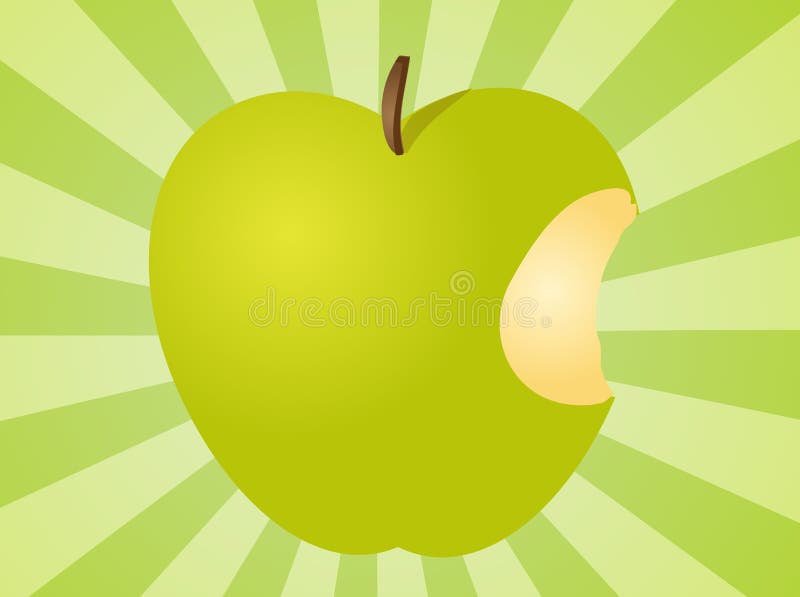 A Red Colorful Shiny Apple with Green Leaves with a Heart Shaped Bite ...