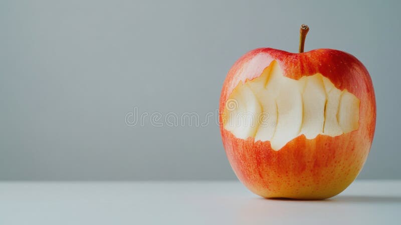 An Apple with a Bite Taken Out of it on the Table, AI Stock Photo ...