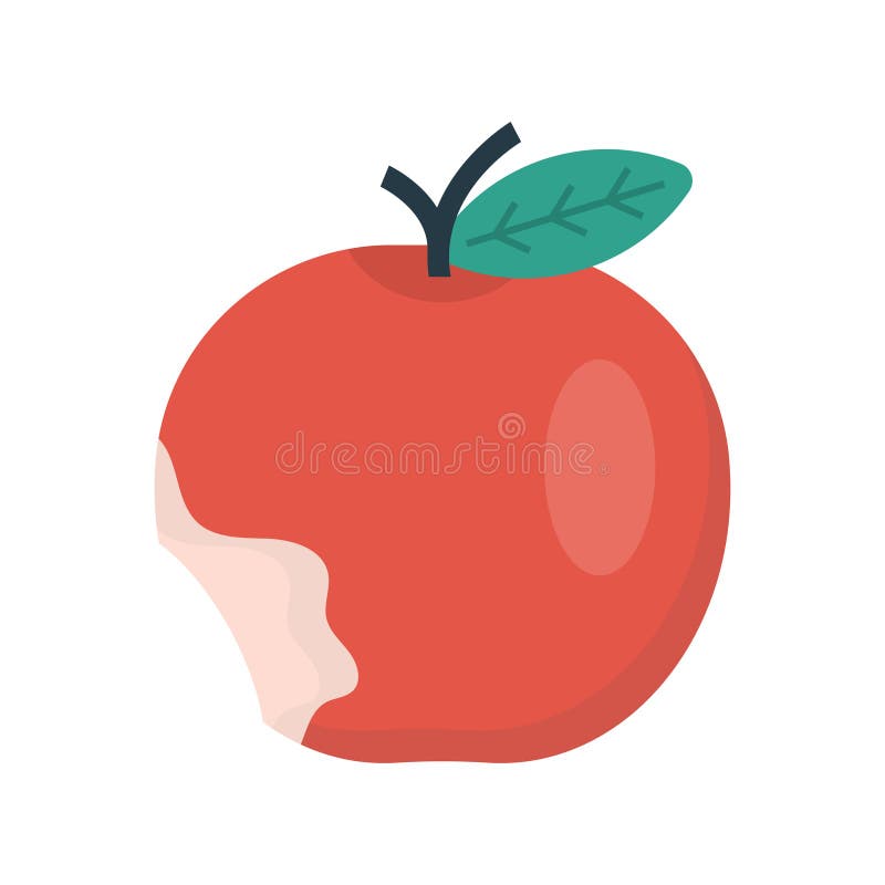 Apple Bite Vector Flat Color Icon Stock Illustration - Illustration of ...