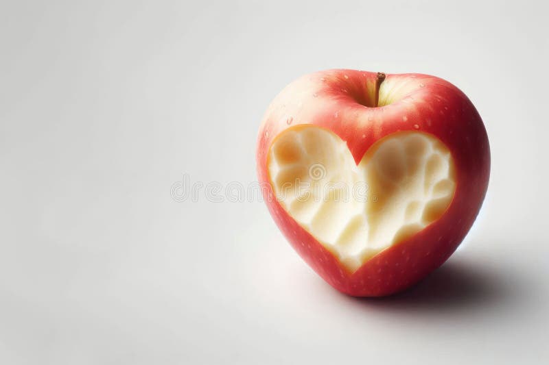 The Apple is Bitten in the Shape of a Heart. Space for Text. Stock ...