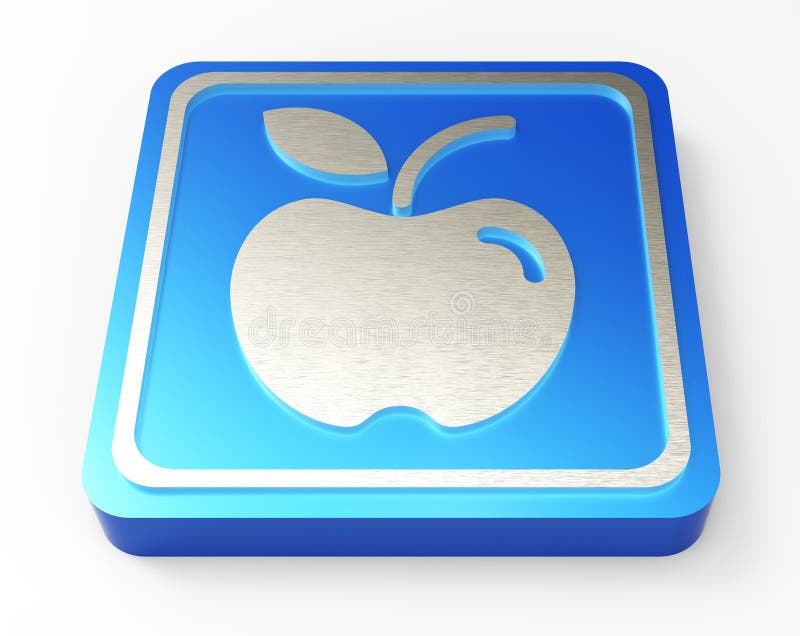 Apple blue button 3D stock illustration. Illustration of pear - 77941587